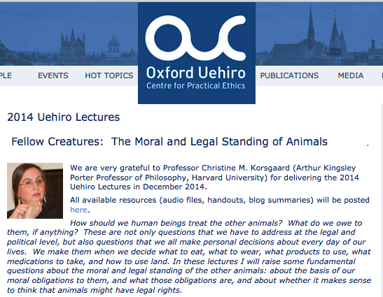 Christine Korsgaard delivers 2014 Uehiro Lectures | Department of ...